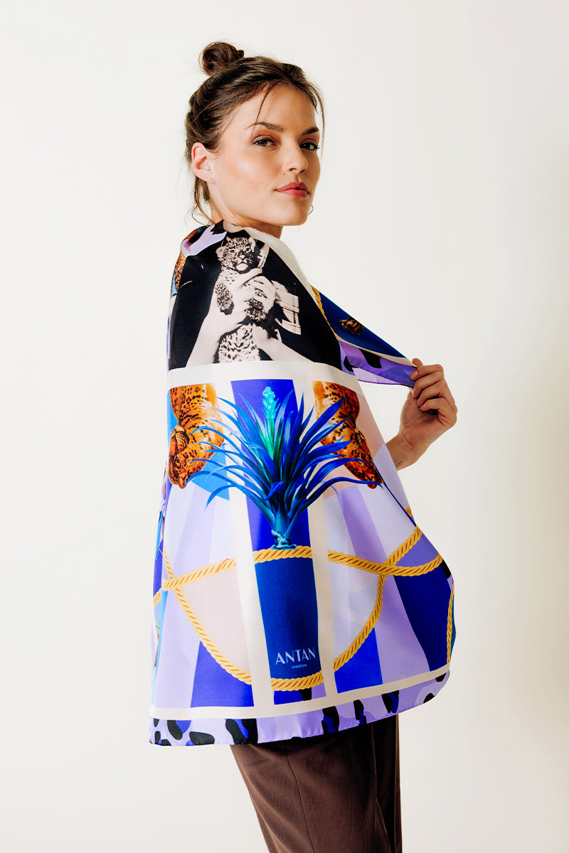 Silk Square 100 - Grrr! -Purple – ANTAN Créations